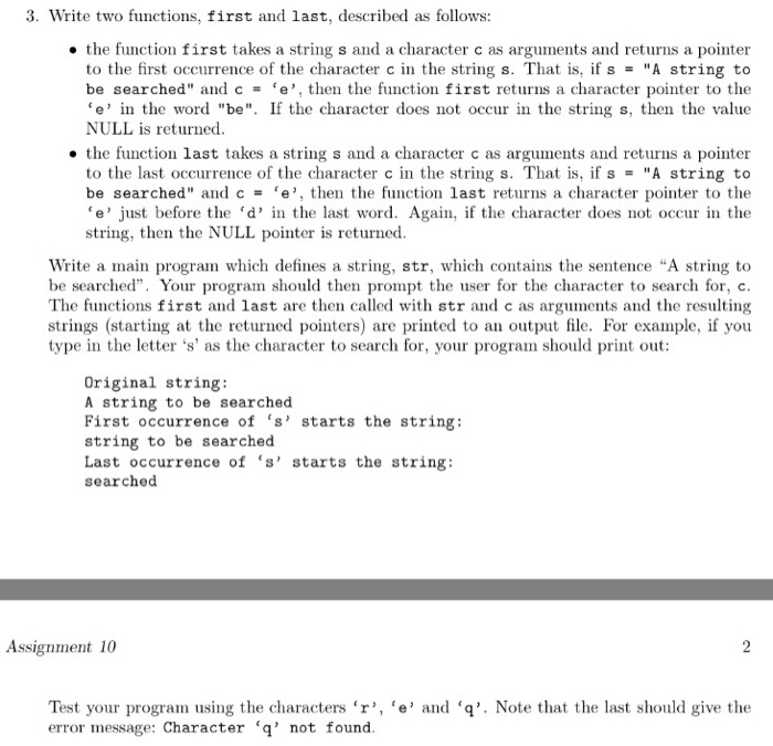 Solved 3. Write two functions, first and last, described as | Chegg.com