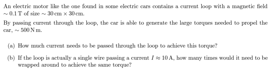 Solved An electric motor like the one found in some electric | Chegg.com