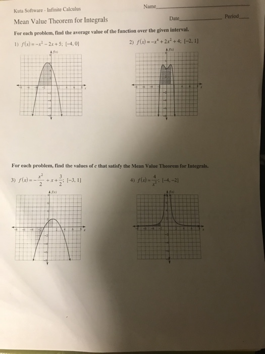 Solved Name Kuta Software Infinite Calculus Mean Value | Chegg.com