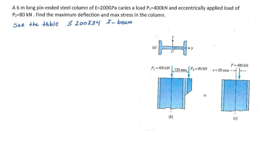 Solved A 6 m long pin-ended steel column of E-200GPa caries | Chegg.com
