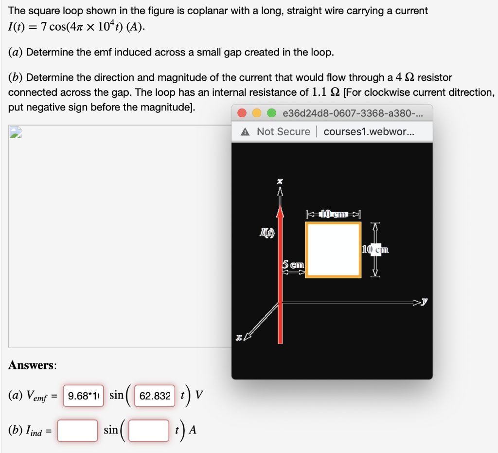 Solved The square loop shown in the figure is coplanar with | Chegg.com