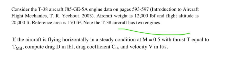 Solved Consider the T-38 aircraft J85-GE-5A engine data on | Chegg.com