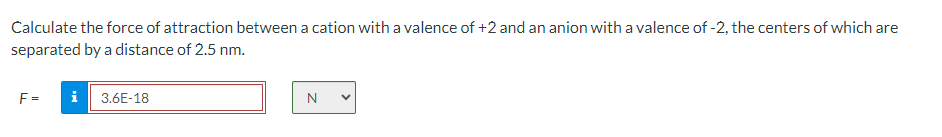 Solved Calculate the force of attraction between a cation | Chegg.com