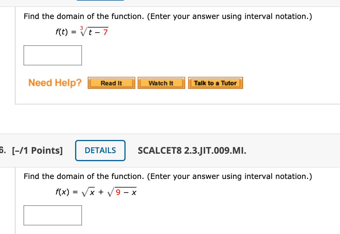 Solved Find The Domain Of The Function Enter Your Answer Chegg