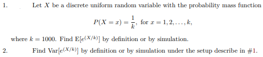 Let X be a discrete uniform random variable with the | Chegg.com