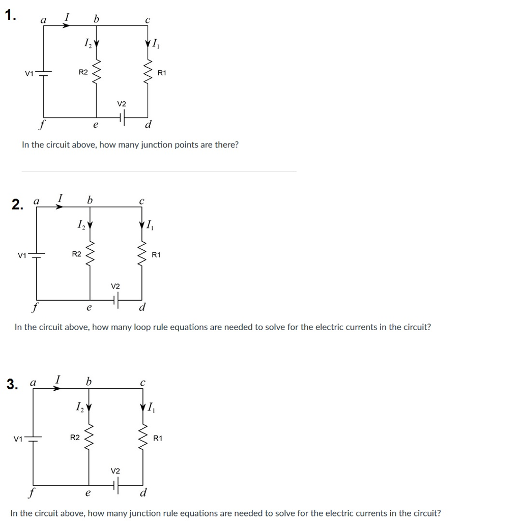 Solved 1. R2 R1 V2 In the circuit above, how many junction | Chegg.com