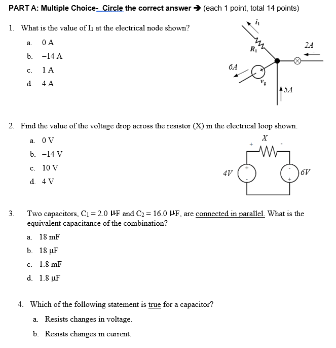 Solved PART A: Multiple Choice Circle the correct answer → | Chegg.com