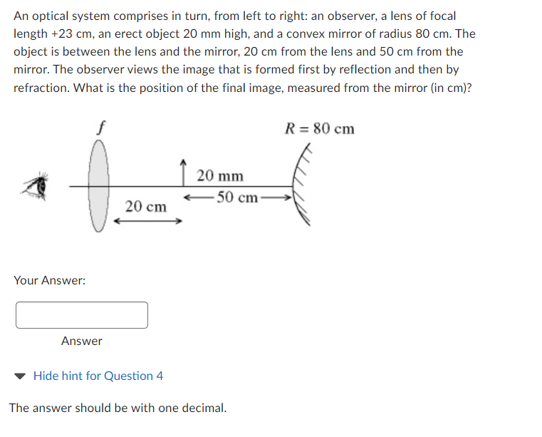 Solved An optical system comprises in turn, from left to | Chegg.com