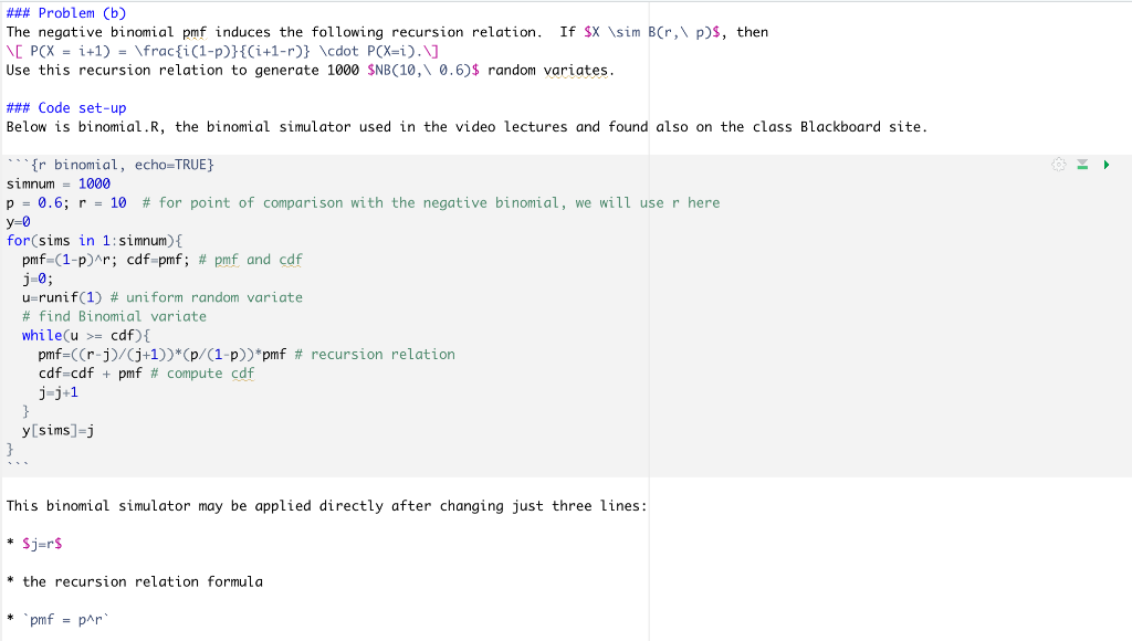## Task 2: Simulating negative binomial distributions | Chegg.com