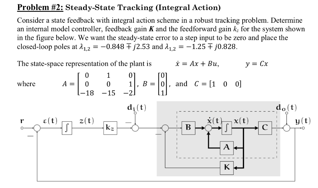 Problem #2: Steady-State Tracking (Integral Action) | Chegg.com