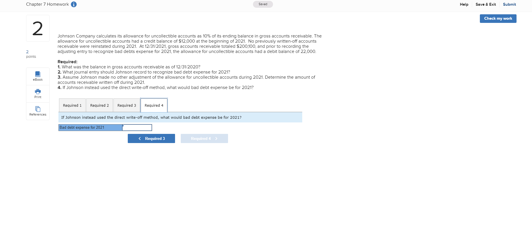 Solved Chapter 7 Homeworki Submit Saved Help Save & Exit | Chegg.com