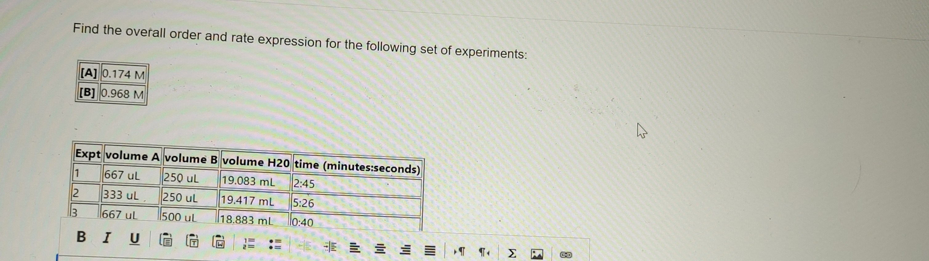 Solved Find the overall order and rate expression for the | Chegg.com