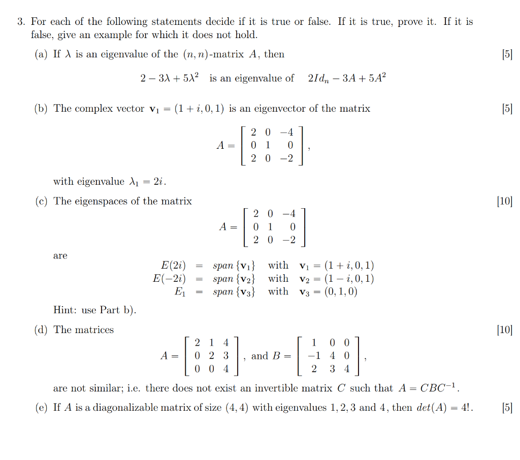 Solved 3. For each of the following statements decide if it | Chegg.com
