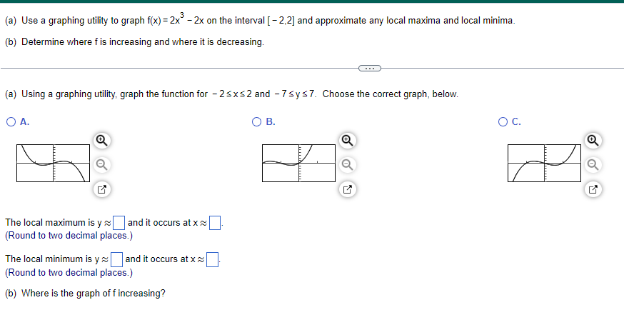 Solved (a) Use a graphing utility to graph f(x)=2x3−2x on | Chegg.com