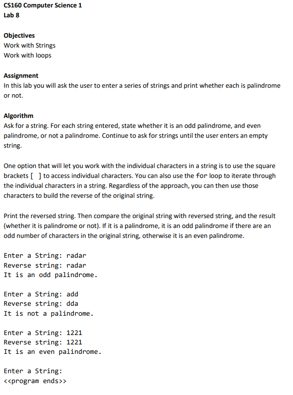 Solved Cs160 Computer Science 1 Lab 8 Objectives Work With