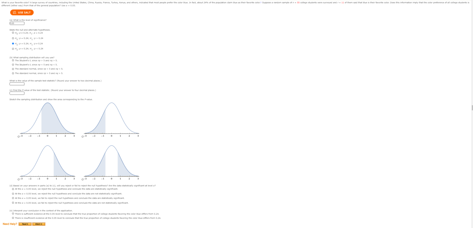 Solved What is your favorite color? A large survey of | Chegg.com