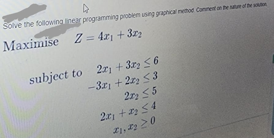 Solved Solve the followina linear programming problem using | Chegg.com