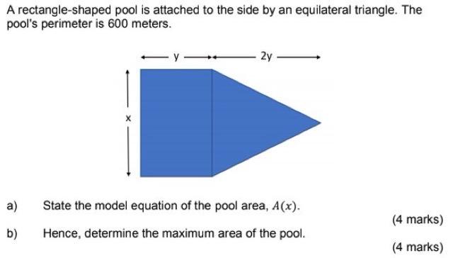 Solved A rectangle-shaped pool is attached to the side by an | Chegg.com