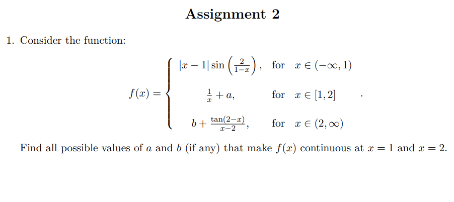 Solved Assignment 2Consider the function:Find all possible | Chegg.com