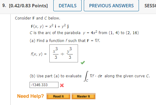 Solved Consider F and C below. F(x,y)=x2i+y2j C is the arc | Chegg.com