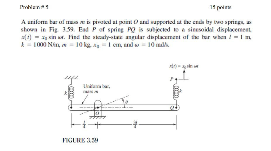 Solved Problem # 5 15 points A uniform bar of mass m is | Chegg.com
