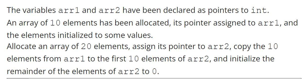 Solved The variables arrl and arr2 have been declared as | Chegg.com