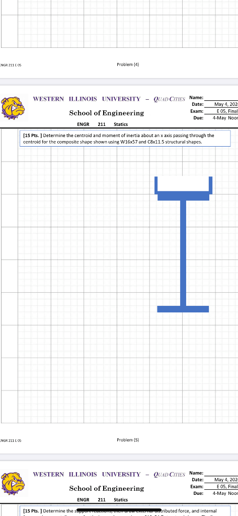 Solved NGR 211E05 Problem (4) WESTERN ILLINOIS UNIVERSITY - | Chegg.com