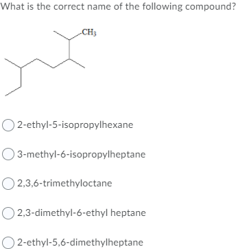 Solved What is the correct name of the following compound? | Chegg.com