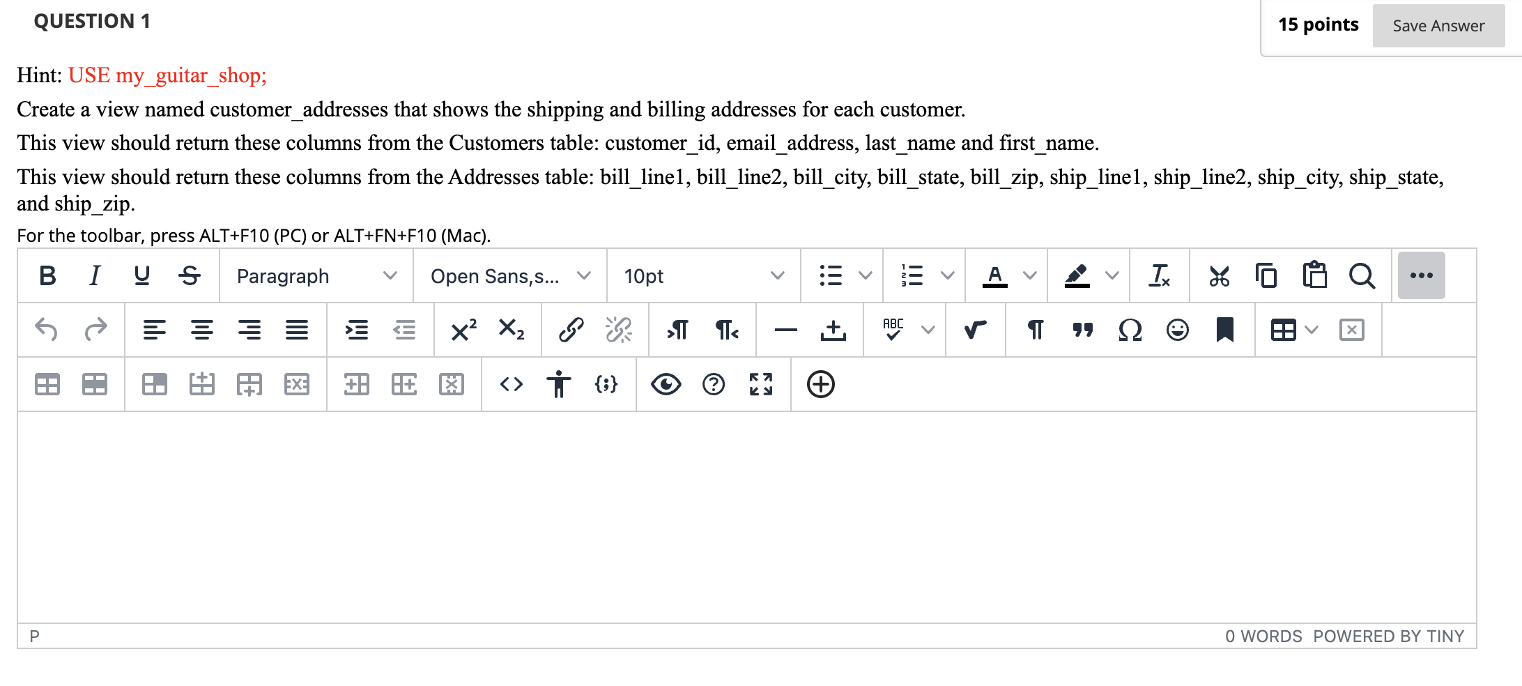 Solved Hint: USE my_guitar_shop; Create a view named | Chegg.com