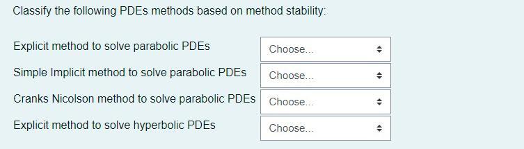 Solved Classify the following PDEs methods based on method | Chegg.com