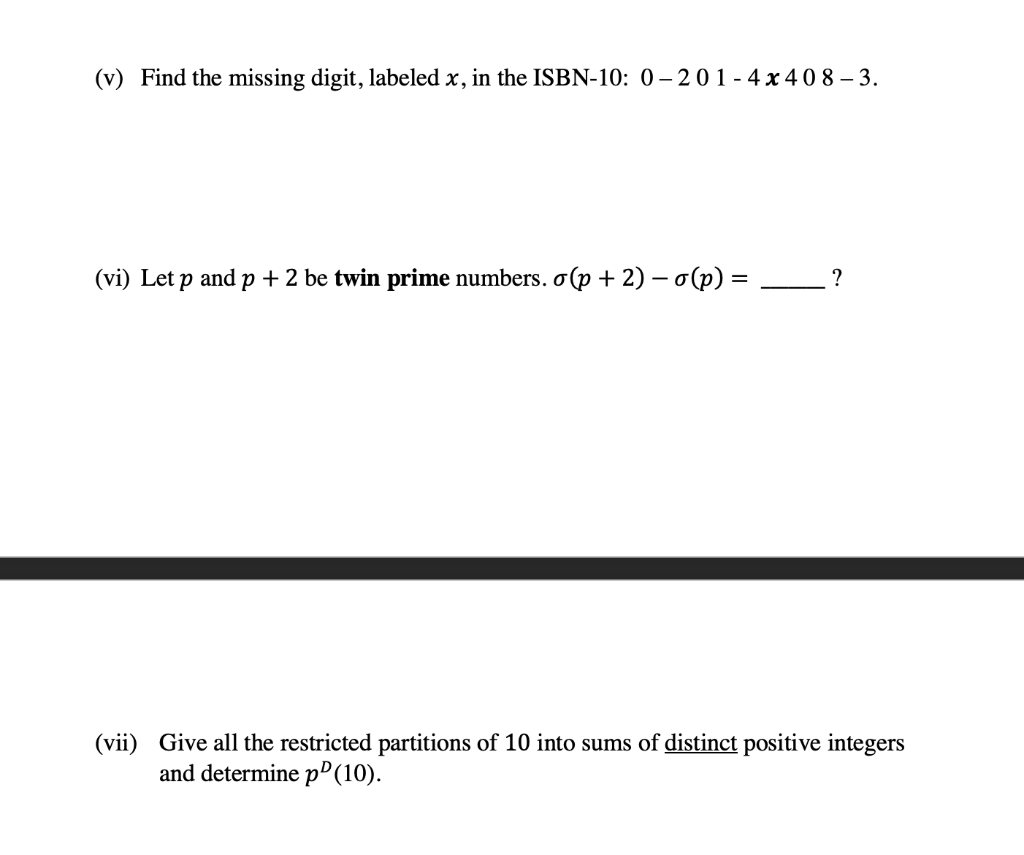 Solved (v) Find the missing digit, labeled x, in the | Chegg.com