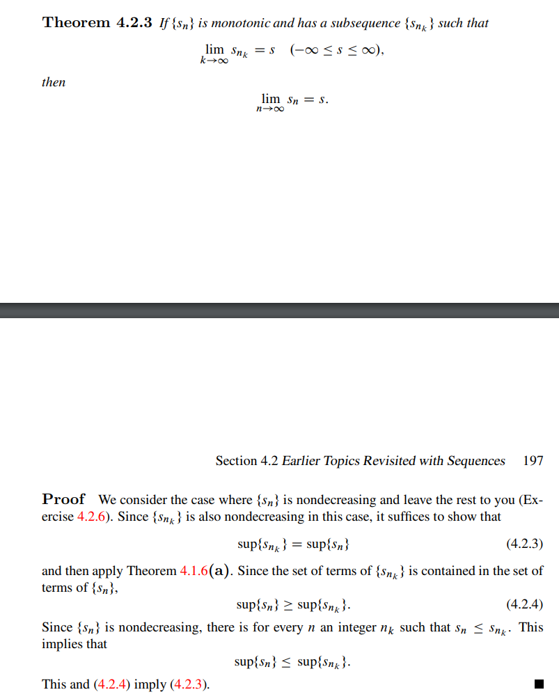 Solved Please complete the proof! Theorem 4.2.3 ﻿If {sn} ﻿is | Chegg.com