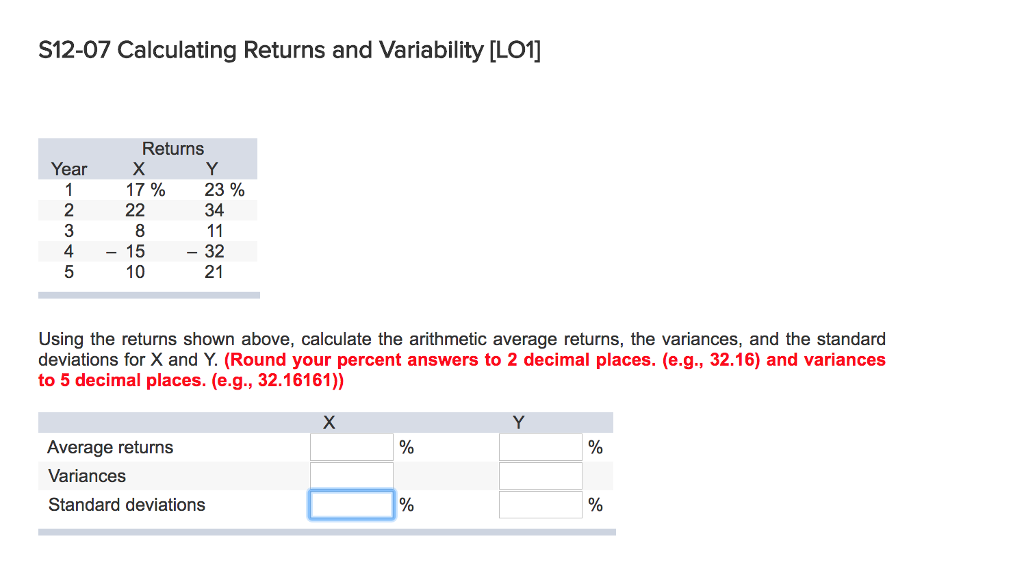 Solved S12 07 Calculating Returns And Variability Lo1