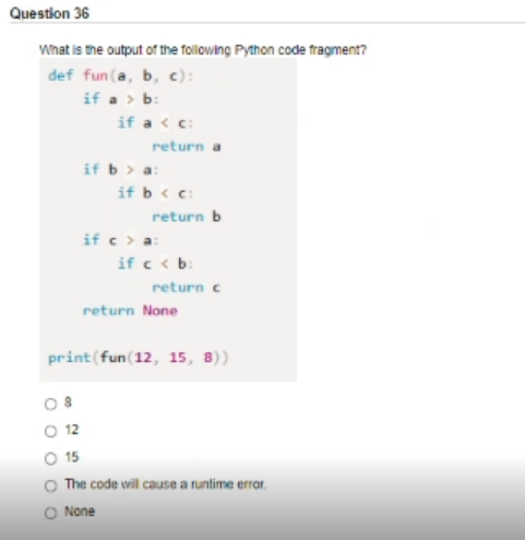 Solved Question 36 What is the output of the following | Chegg.com