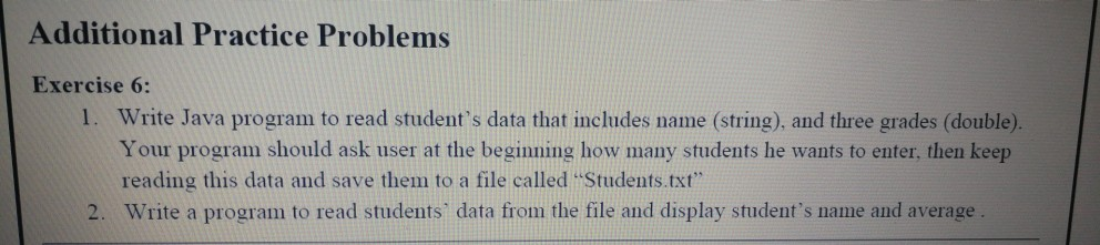 Solved Additional Practice Problems Exercise 6: 1. Write | Chegg.com