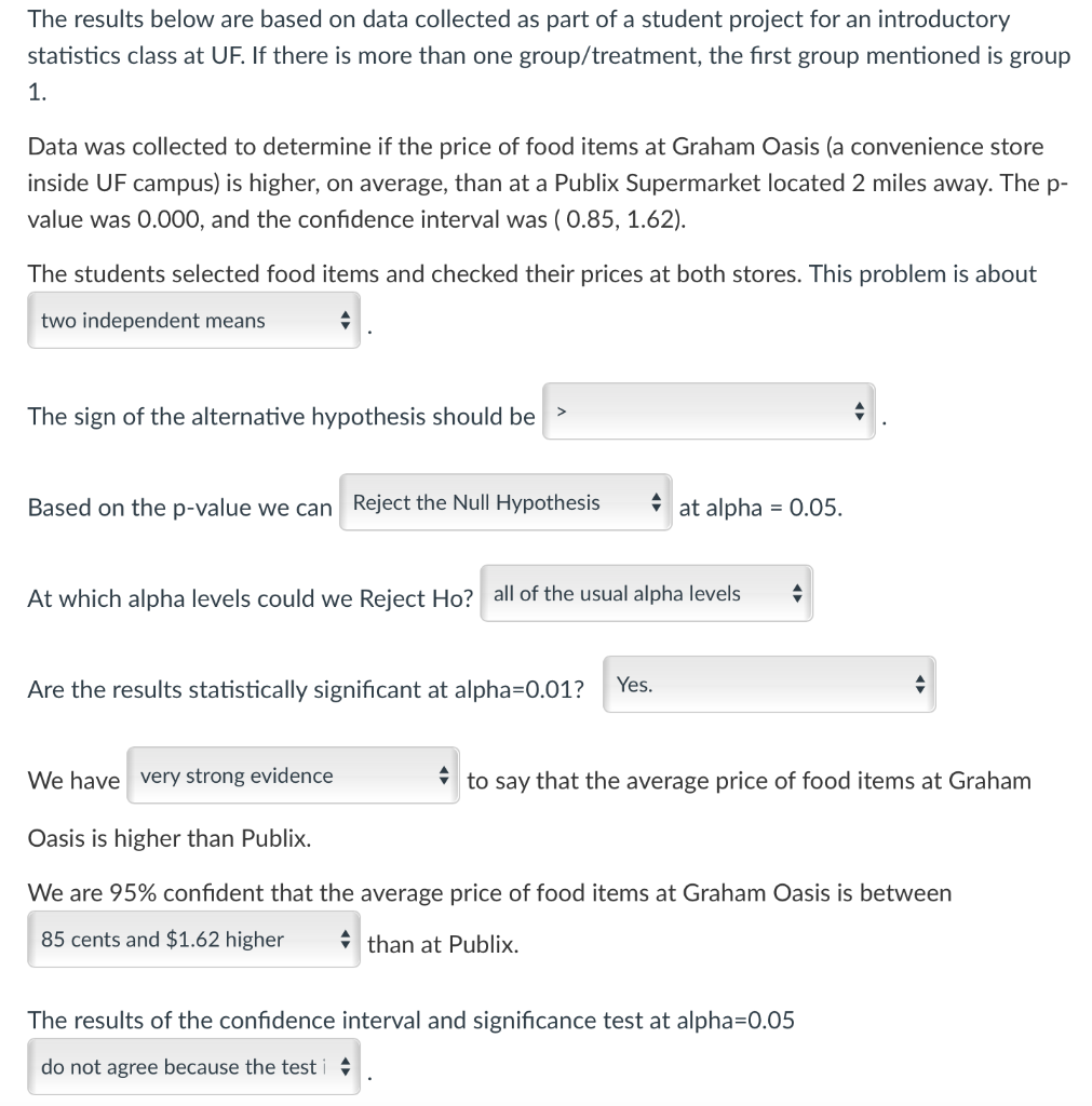 Solved The results below are based on data collected as part | Chegg.com
