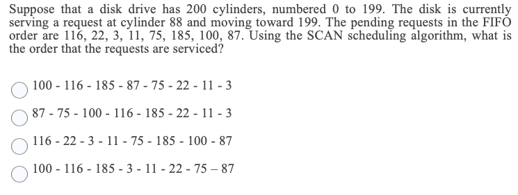 Solved Suppose that a disk drive has 200 cylinders, numbered | Chegg.com