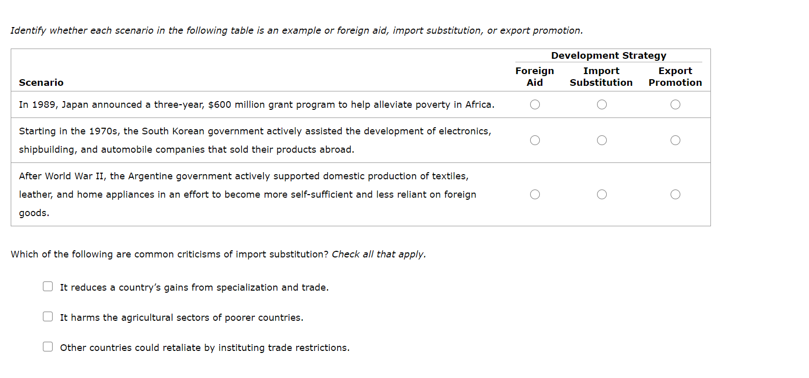 Solved Identify whether each scenario in the following table | Chegg.com