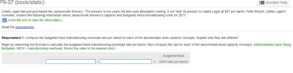 9-37 (book/static) Question Help- X Data Table Castle | Chegg.com