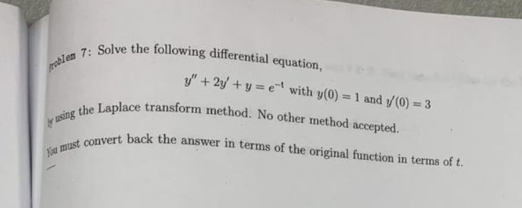 Solved Solve the following differential equation, y'' + 2y' | Chegg.com