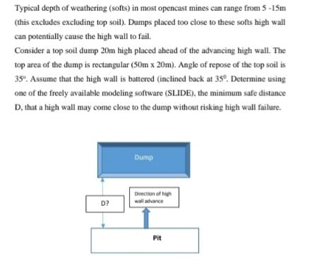 Typical depth of weathering (softs) in most opencast | Chegg.com