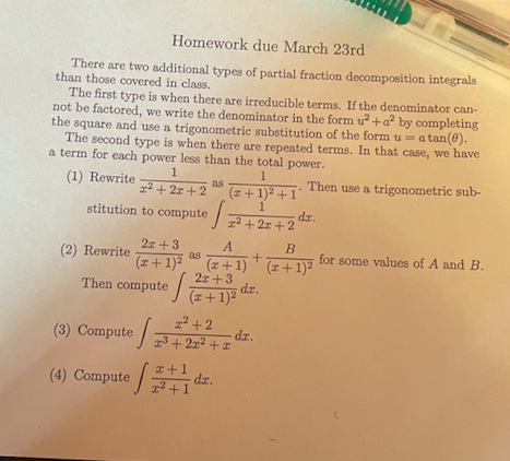 Solved Homework due March 23rd There are two additional | Chegg.com