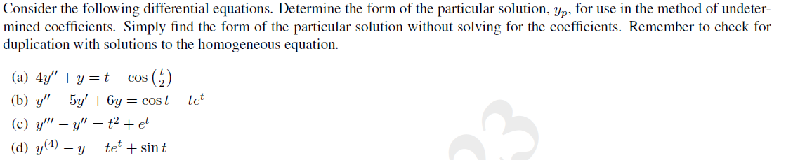 Solved Consider the following differential equations. | Chegg.com