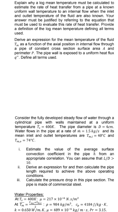 Solved Explain why a log mean temperature must be calculated | Chegg.com