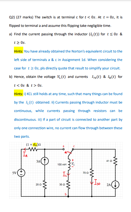Solved (d8 = 0)(a) Find the current passing through the | Chegg.com