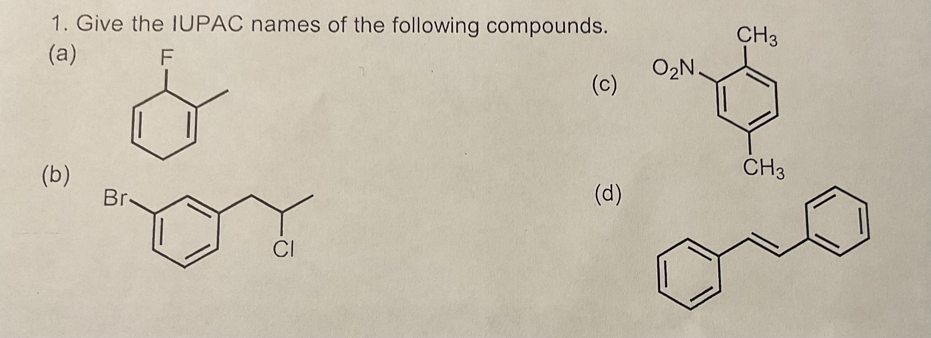 Solved Give the IUPAC names of the following | Chegg.com