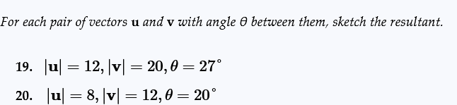 Solved For each pair of vectors u and v with angle θ between | Chegg.com