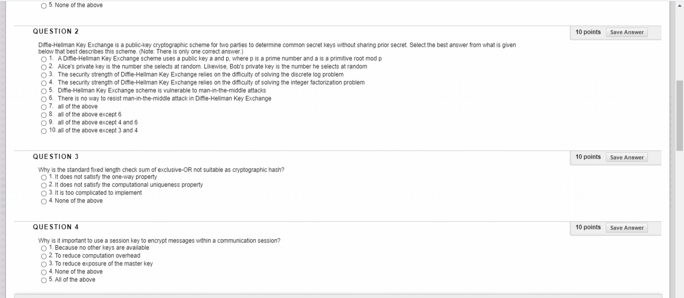 Solved 5. None of the above QUESTION 2 10 points Save Answer | Chegg.com