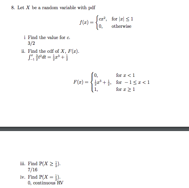 Solved 8. Let X be a random variable with pdf rcz?, for las | Chegg.com Solved 8. Let X be a random variable with pdf rcz?, for las | Chegg.com