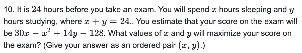 Solved It is 24 hours before you take an exam. You will | Chegg.com
